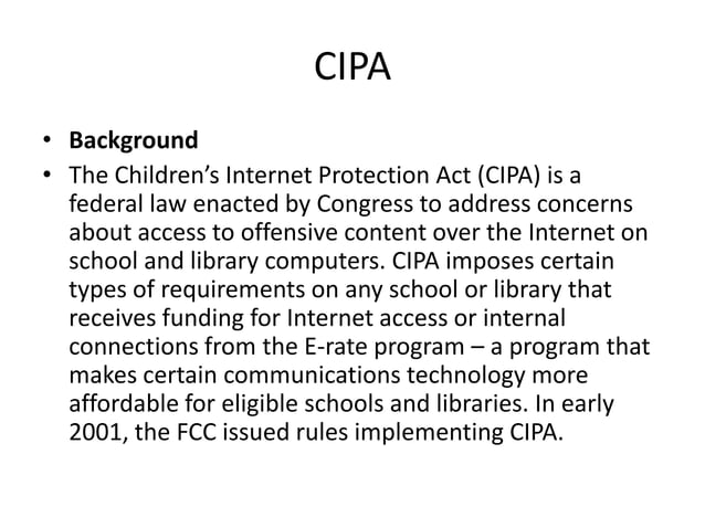 CIPA Children's Internet Protection Act | PPT