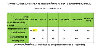 CIPATR - COMISSÃO INTERNA DE PREVENÇÃO DE ACIDENTE NO TRABALHO RURAL | PDF