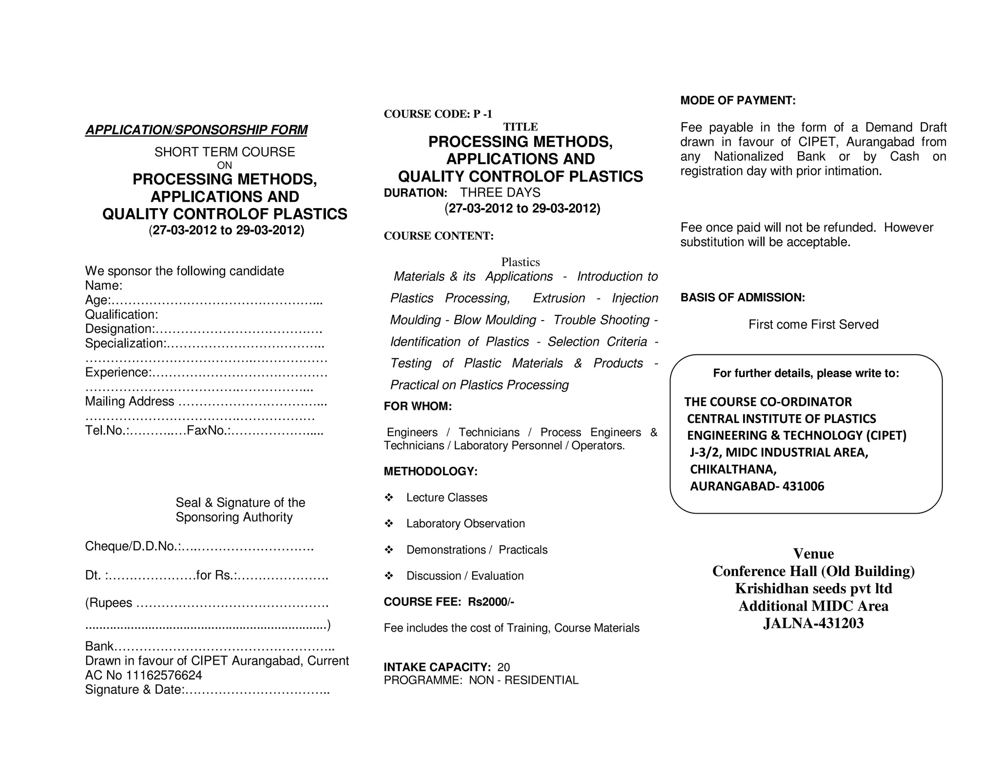 Processing Method Of Plastics by CIPET | PDF