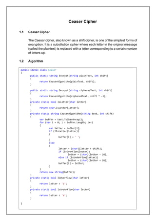CEASER & VIGENERE CIPHER IMPLEMENTATION | PDF