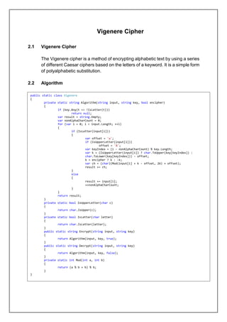 CEASER & VIGENERE CIPHER IMPLEMENTATION | PDF