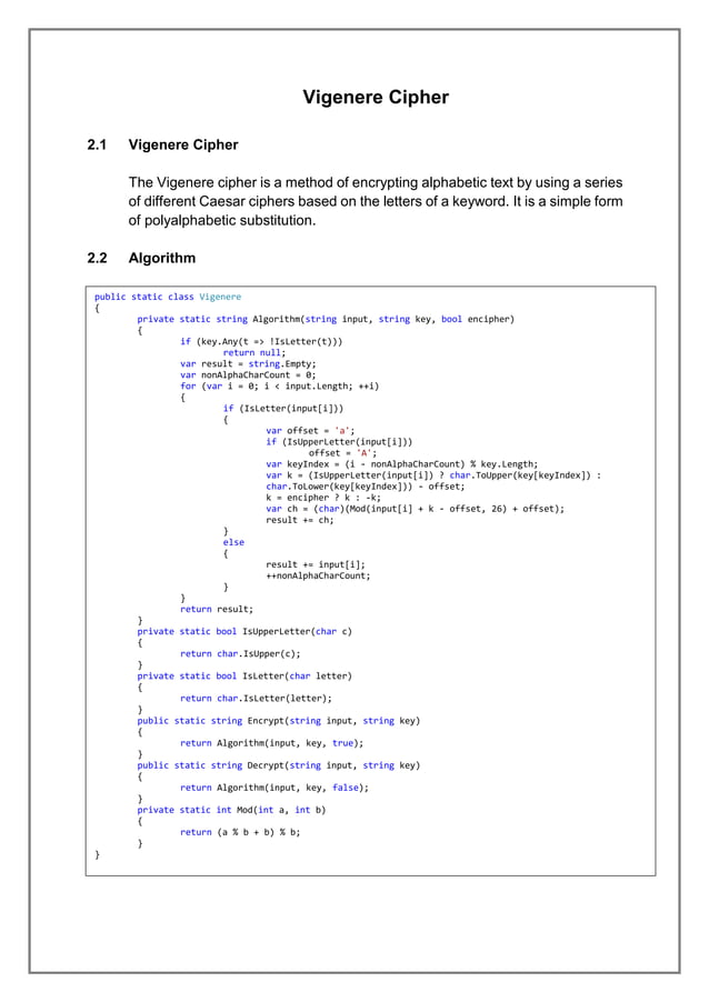 CEASER & VIGENERE CIPHER IMPLEMENTATION | PDF
