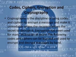 Ciphers and codes | PPTX