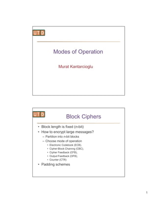 Ciphers modes | PDF