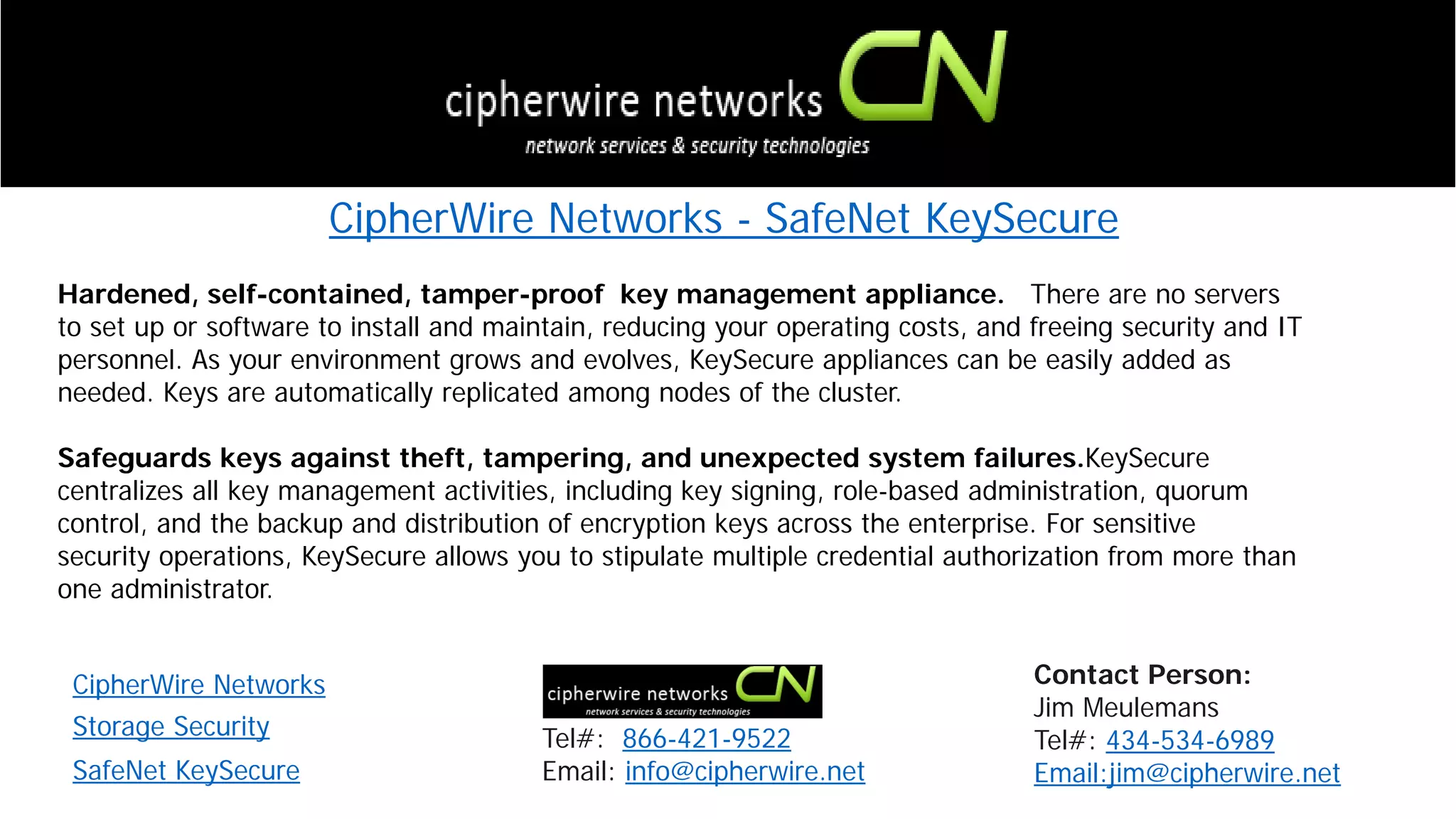 CipherWire Networks - SafeNet KeySecure | PPT | Free Download