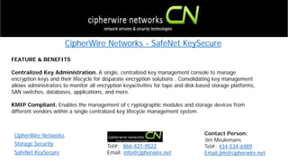 CipherWire Networks - SafeNet KeySecure | PPT