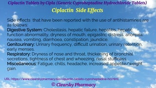 Ciplactin Tablets by Cipla (Generic Cyproheptadine Hydrochloride ...