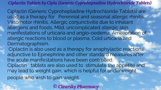 Ciplactin Tablets by Cipla (Generic Cyproheptadine Hydrochloride ...