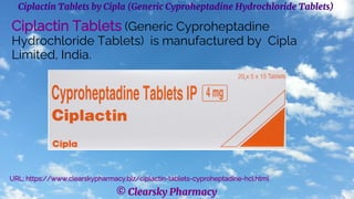Ciplactin Tablets by Cipla (Generic Cyproheptadine Hydrochloride ...