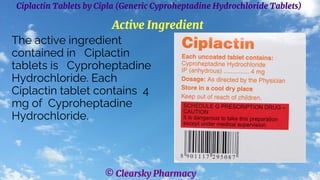 Ciplactin Tablets by Cipla (Generic Cyproheptadine Hydrochloride ...
