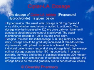Ciplar-LA (Propranolol Hydrochloride Long Acting Tablets) | ODP | Heart ...