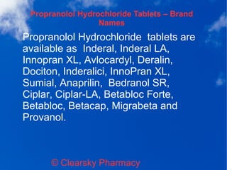 Ciplar-LA (Propranolol Hydrochloride Long Acting Tablets) | ODP | Heart ...