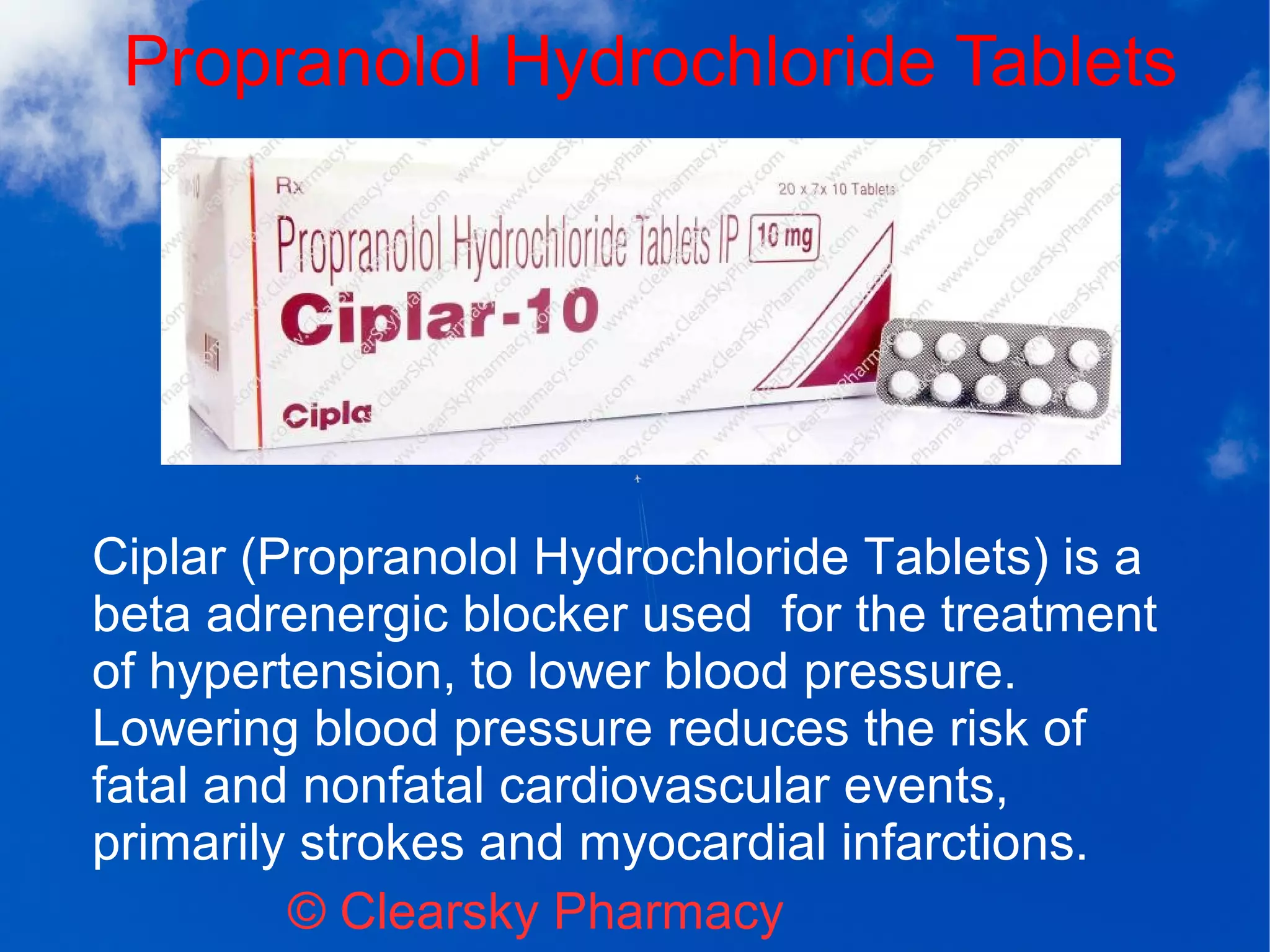 Ciplar (Propranolol Hydrochloride Tablets) | ODP