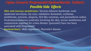 Ciplar (Generic Propranolol Hydrochloride Tablets) | PDF