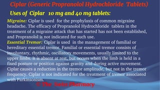 Ciplar (Generic Propranolol Hydrochloride Tablets) | PDF