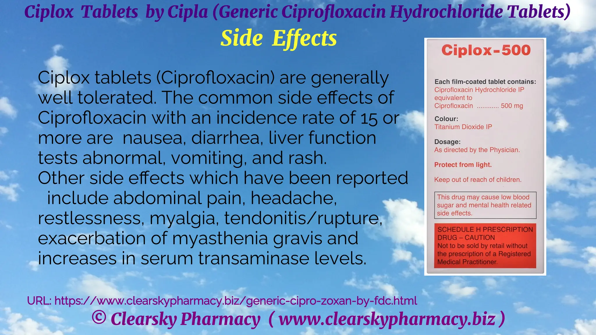 Ciplox Tablets by Cipla (Generic Ciprofloxacin Hydrochloride Tablets) | PPT