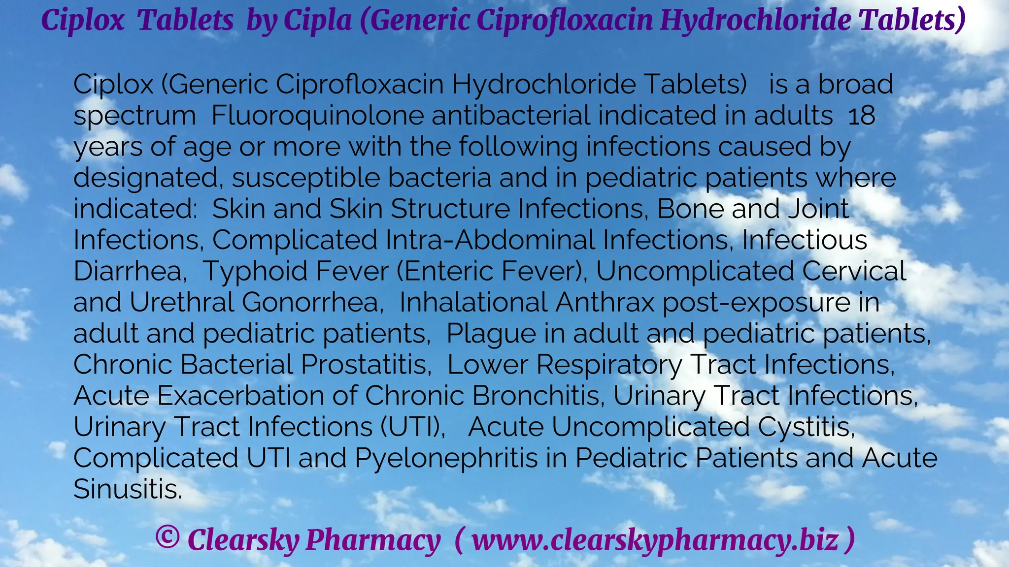 Ciplox Tablets by Cipla (Generic Ciprofloxacin Hydrochloride Tablets) | PPT