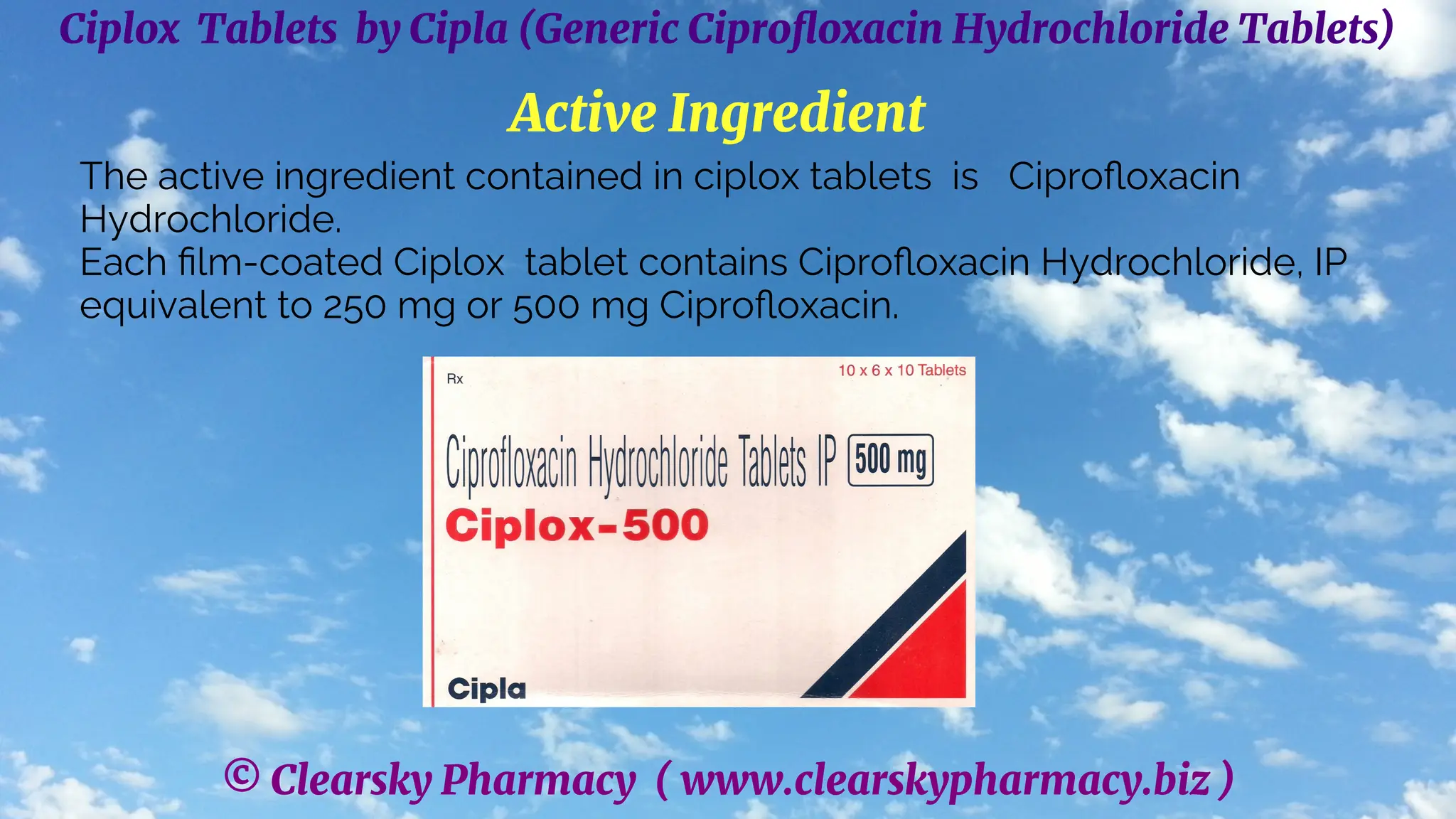 Ciplox Tablets by Cipla (Generic Ciprofloxacin Hydrochloride Tablets) | PPT