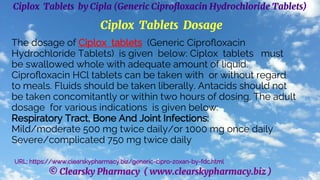 Ciplox Tablets by Cipla (Generic Ciprofloxacin Hydrochloride Tablets) | PDF