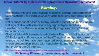 Ciplox Tablets by Cipla (Generic Ciprofloxacin Hydrochloride Tablets) | PPT