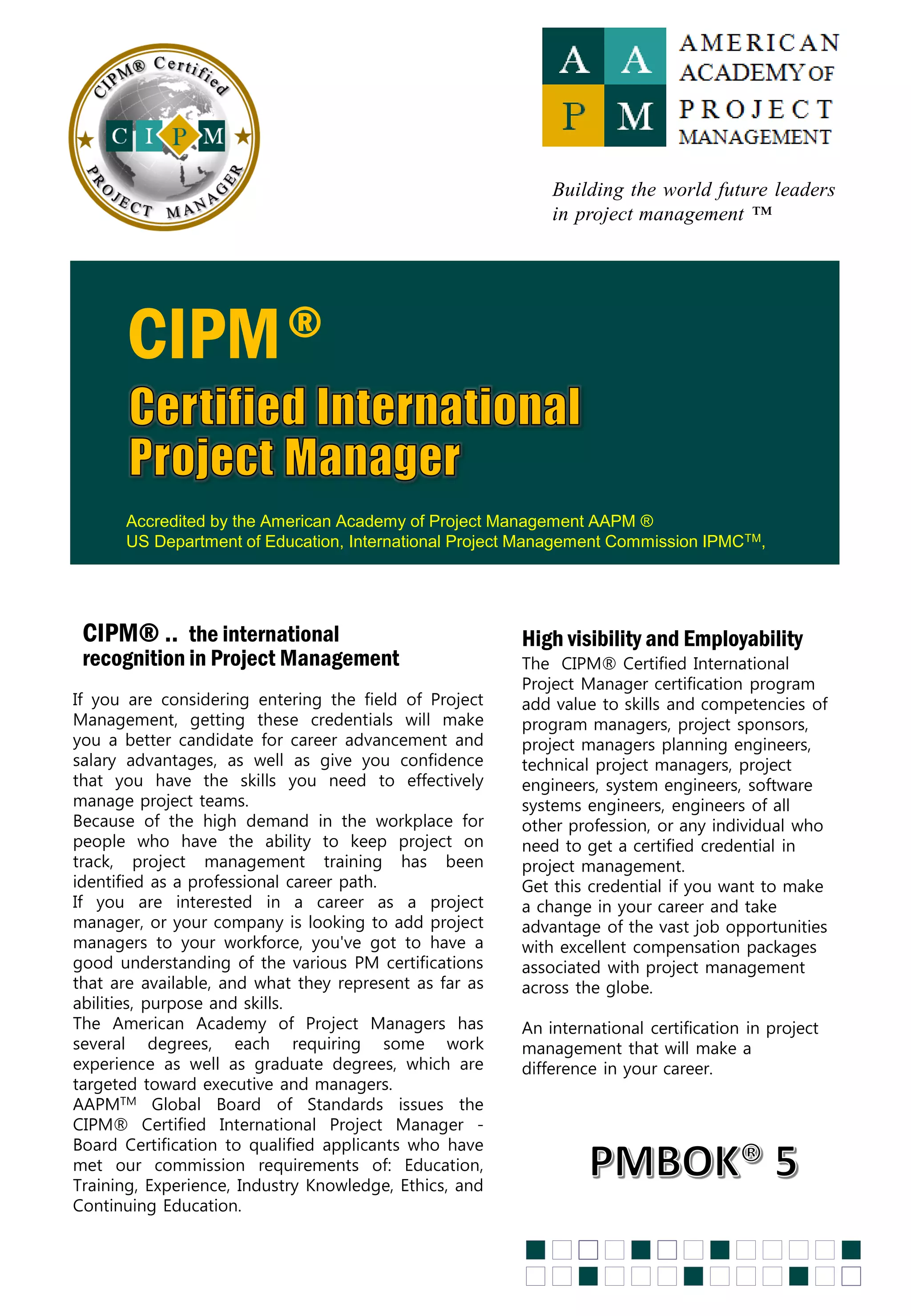 Certified International Project Manager , AAPM Certification by Syseneg ...