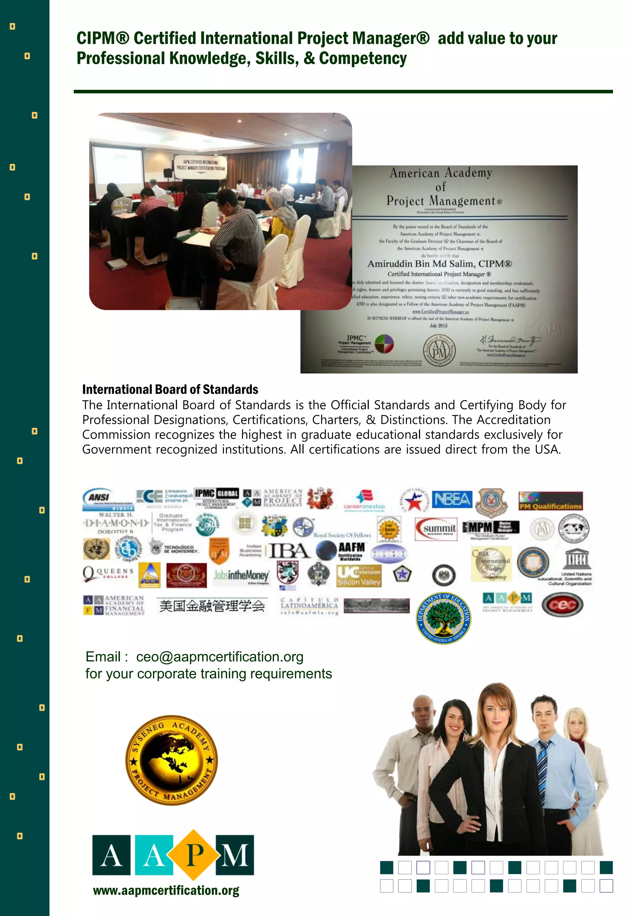 Certified International Project Manager , AAPM Certification by Syseneg ...