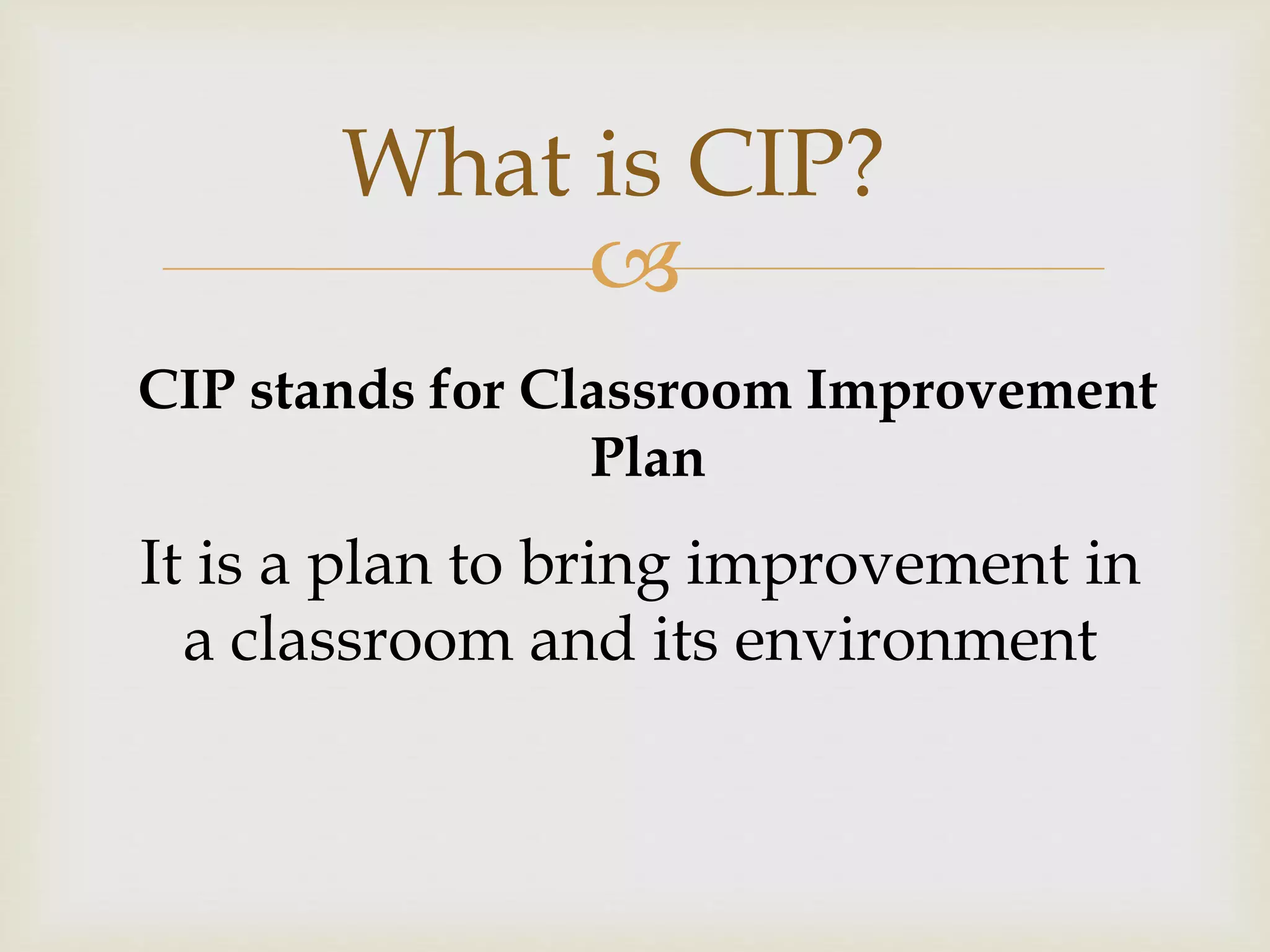 Classroom Improvement Plan | PPTX
