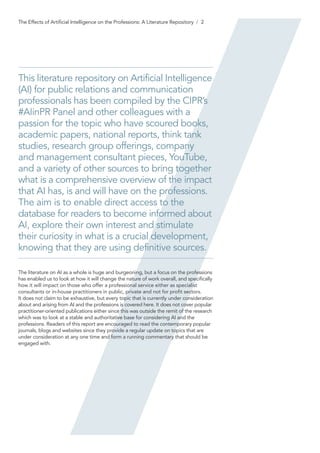 CIPR 'The Effects of AI on the Professions; A literature repository' | PDF