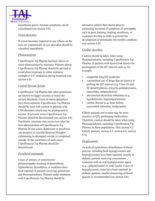 Ciprofloxacin Tablets Taj Pharma SmPC | PDF