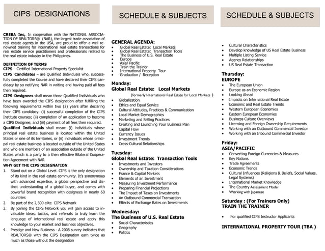 The CIPS Institute COMES to MANILA, PHILIPPINES | PDF | Real Estate Industry | Industries