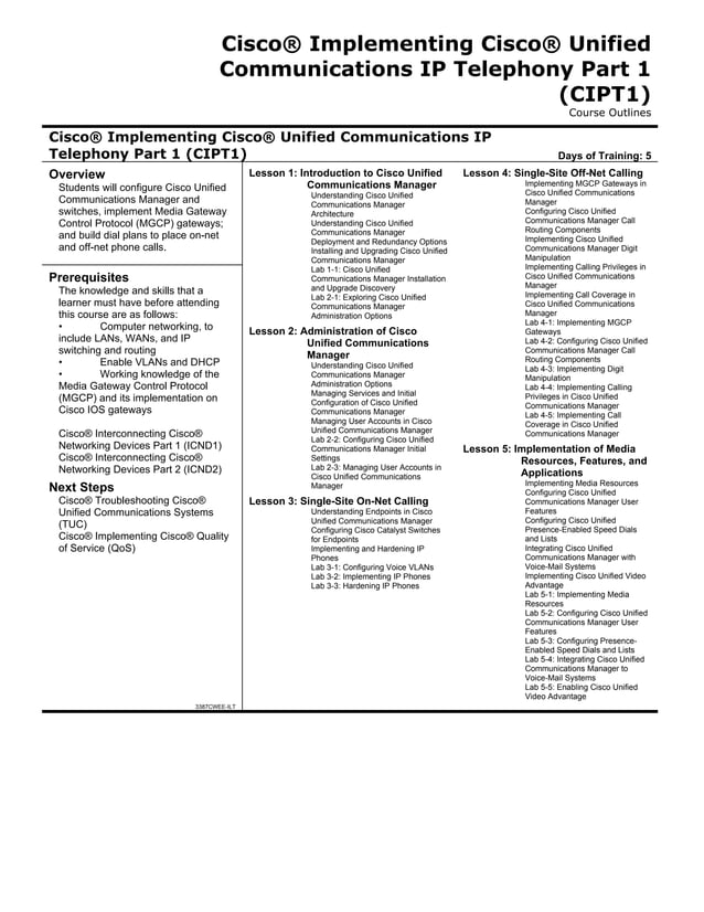 Cipt1 implementing cisco unified communications ip telephony part 1 | DOC | Computer Networking ...