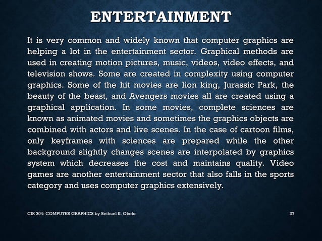 Cir 304 Computer Graphics Lecture 1 Slidesppt