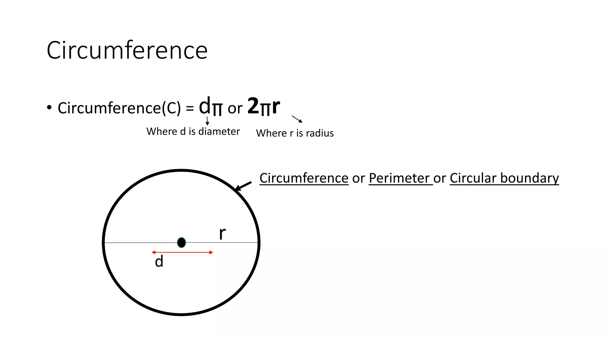Circle, Radius, Diameter, Circumference and Area | PPTX