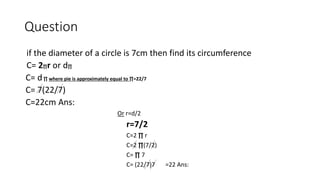 Circle, Radius, Diameter, Circumference and Area | PPTX