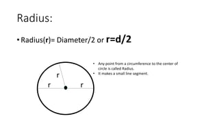 Circle, Radius, Diameter, Circumference and Area | PPTX