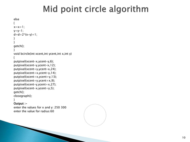 Circle algorithm | PPTX | Science