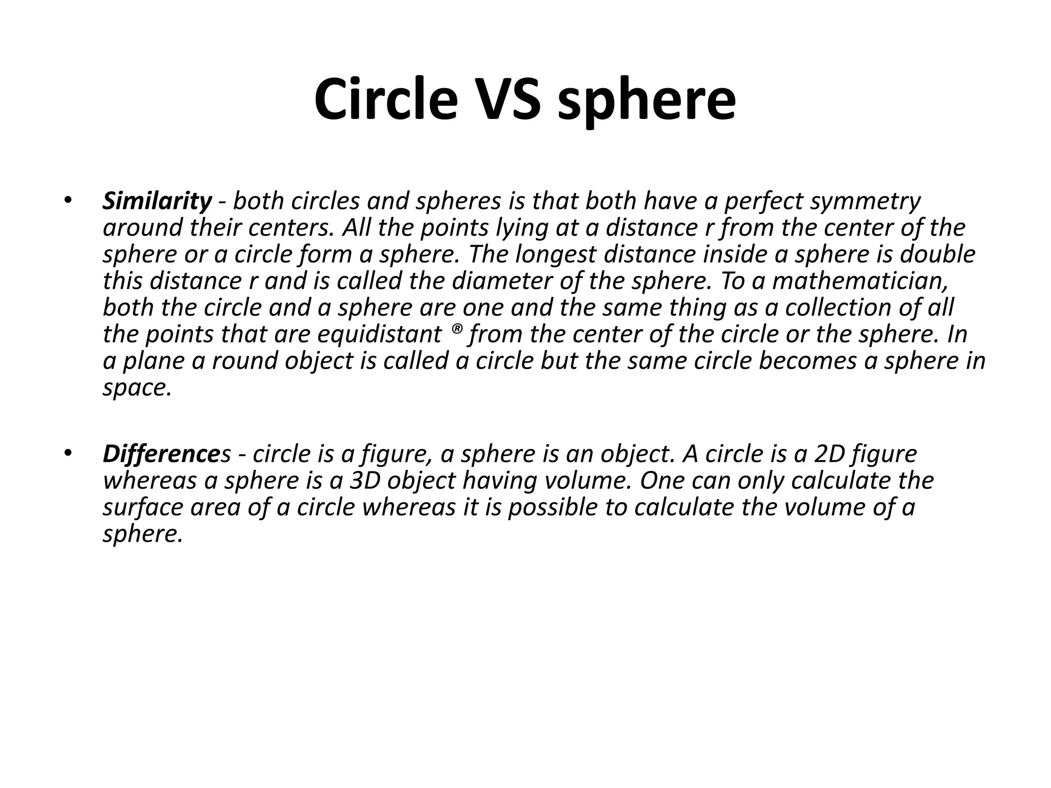 Circle and sphere | PPTX