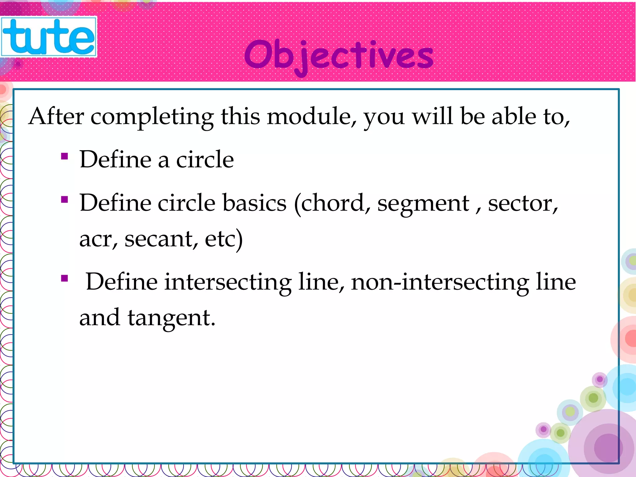 Circle - Basic Introduction to circle for class 10th maths. | PPT