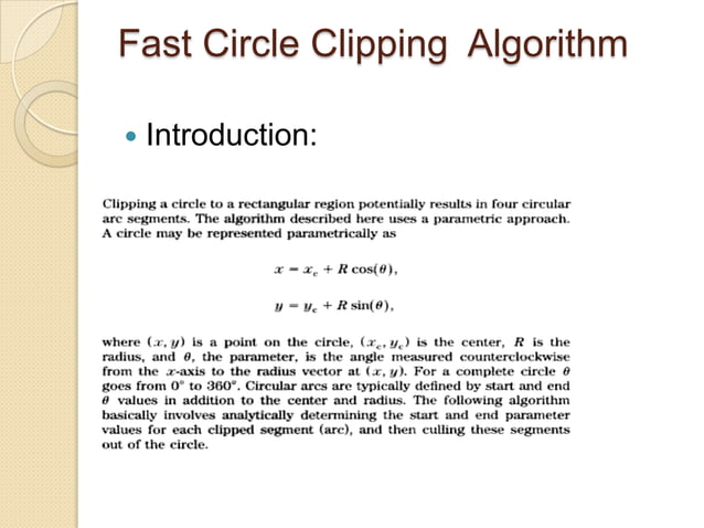 Circle & curve clipping algorithm | PPT