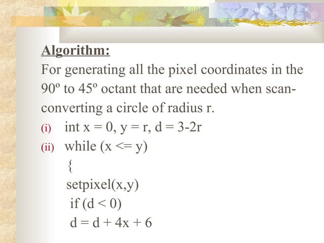 Circle drawing algo. | PPT | Science
