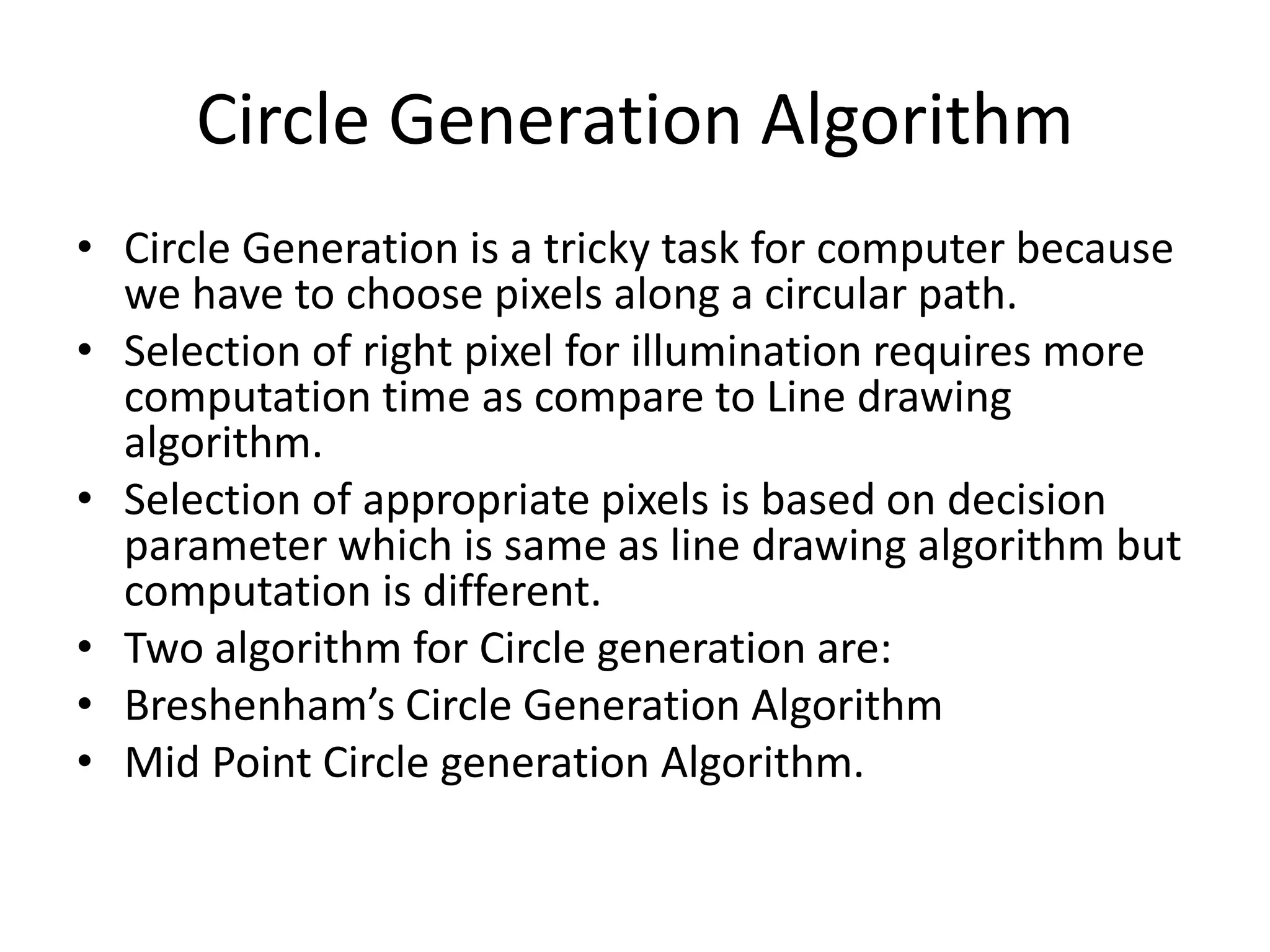 Circle generation algorithm | PPTX