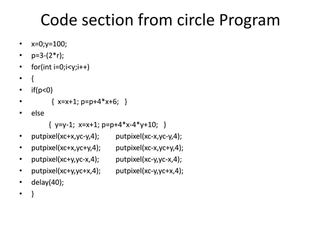 Circle generation algorithm | PPTX Circle generation algorithm | PPTX
