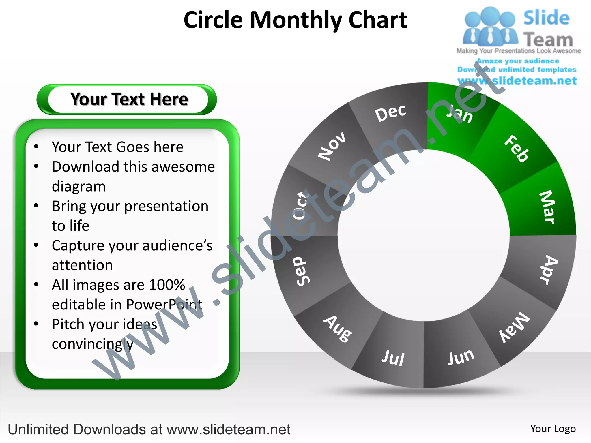 Circle monthly chart powerpoint diagrame templates 0712 | PPT