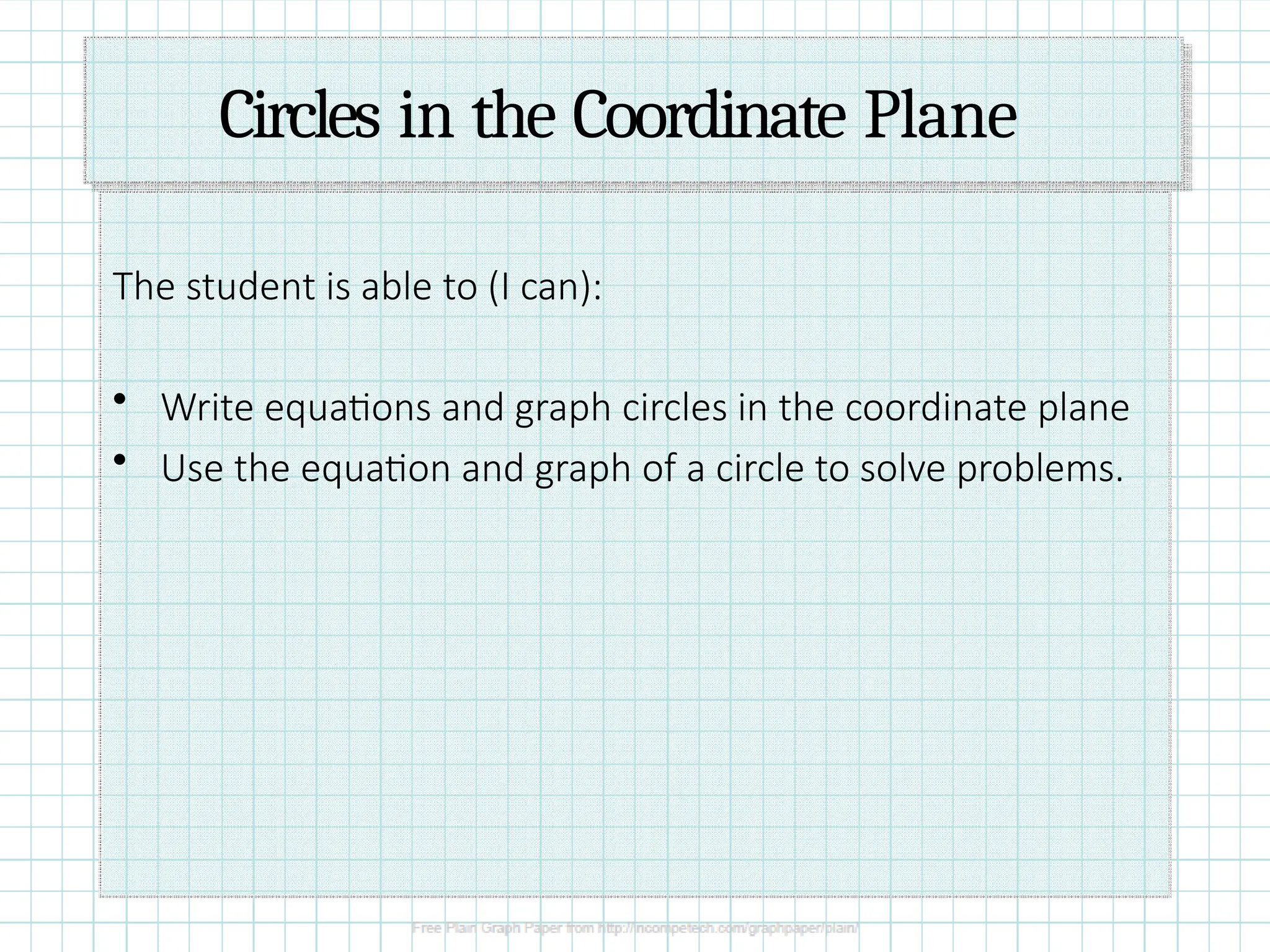 Circle on a coordinate Plane Grade 10.pptx
