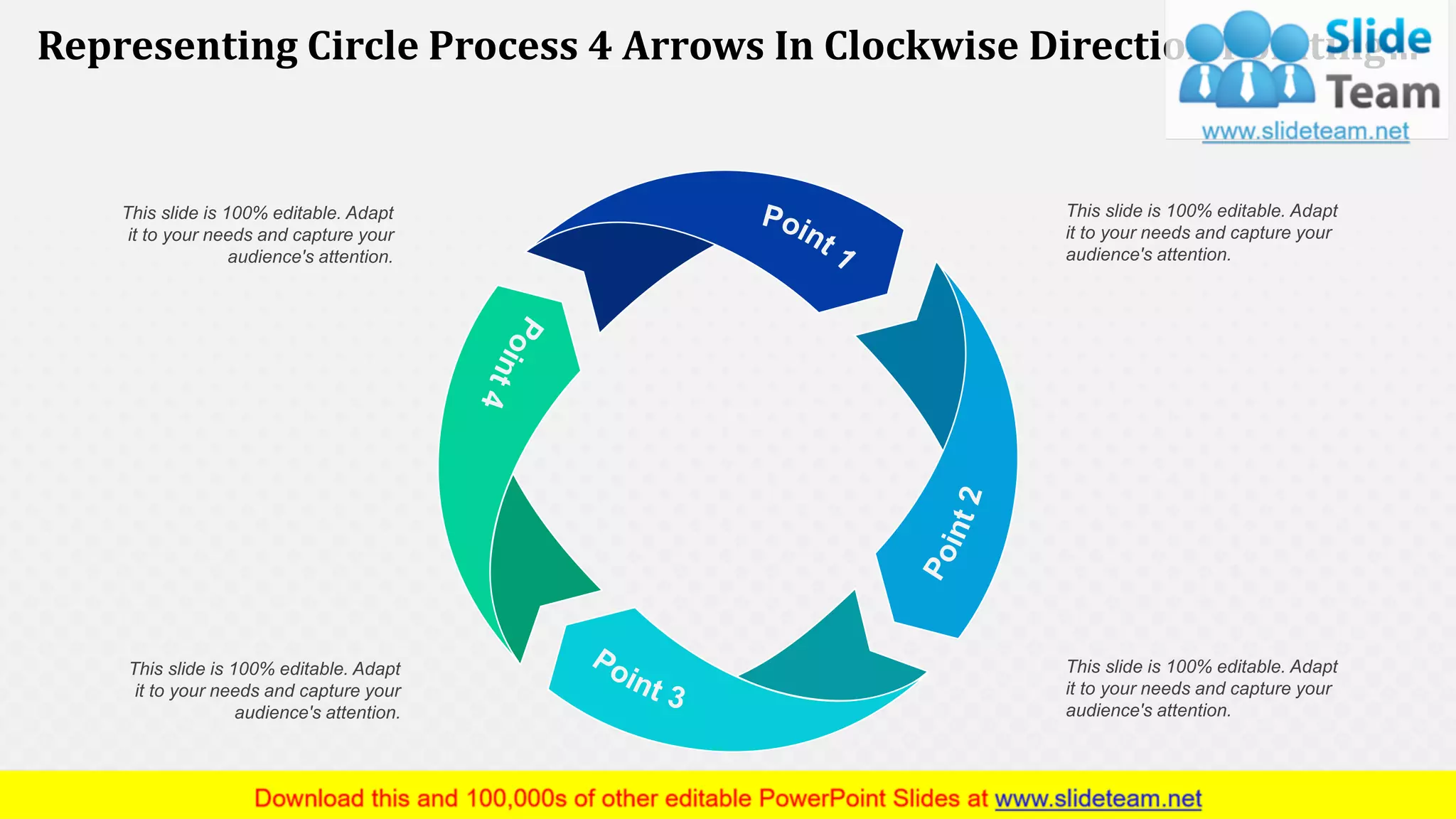 Circle Process 4 Arrows Movement To Show Process Flow PowerPoint ...