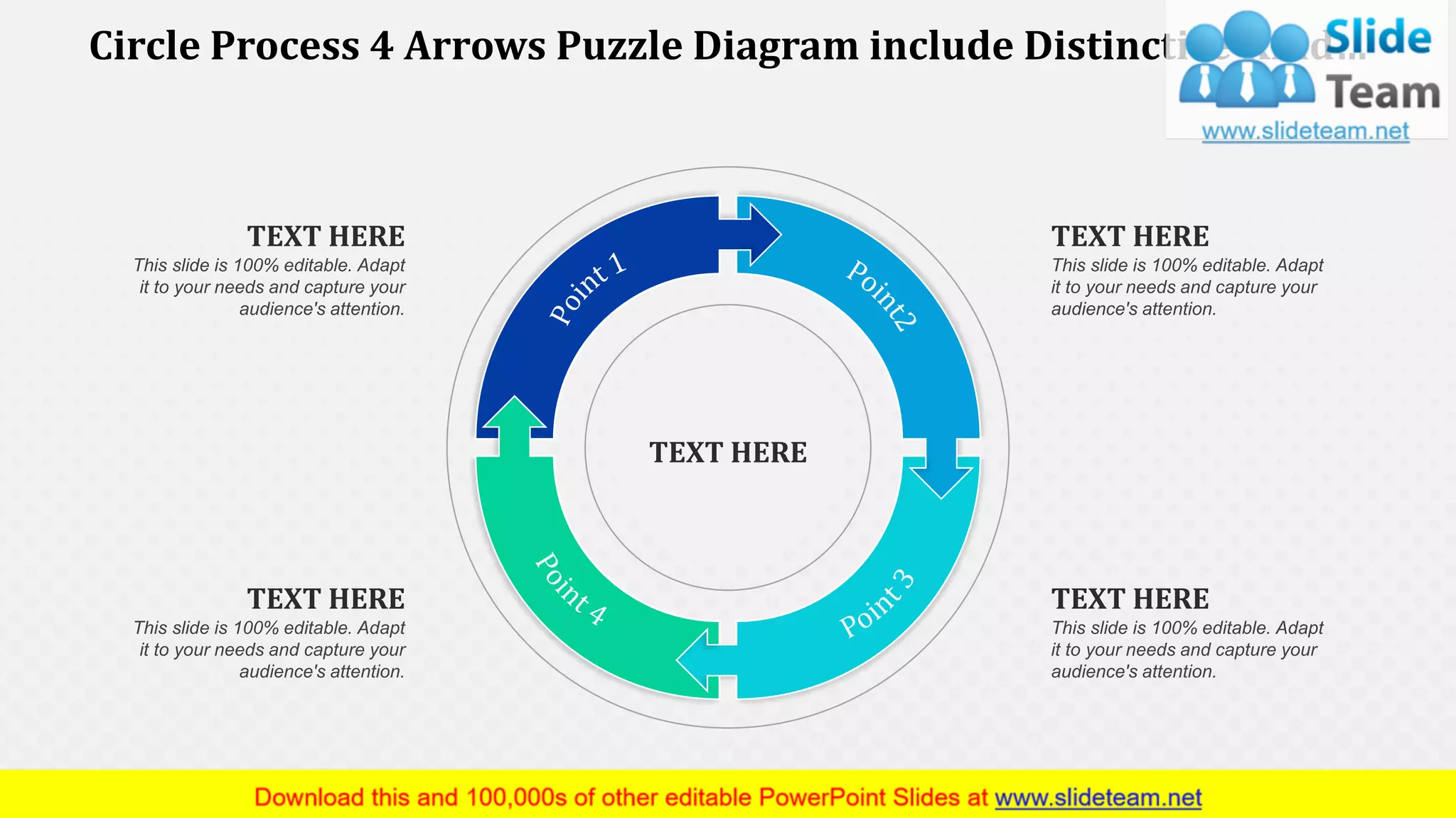 Circle Process 4 Arrows Movement To Show Process Flow PowerPoint ...