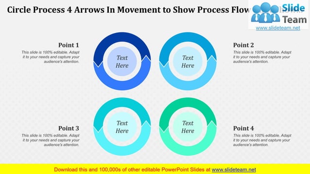 Circle Process 4 Arrows Movement To Show Process Flow PowerPoint ...