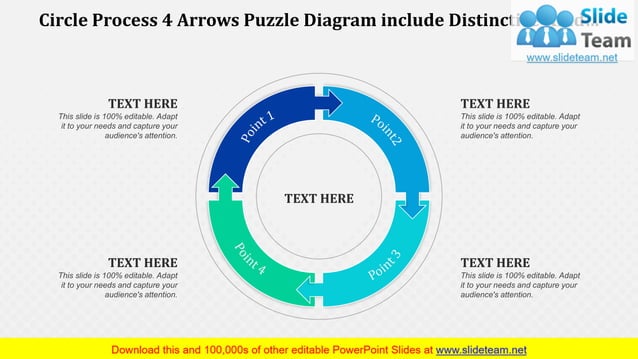 Circle Process 4 Arrows Movement To Show Process Flow PowerPoint ...