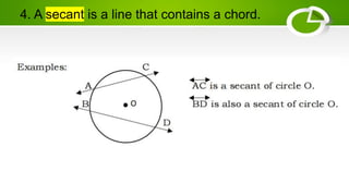 CIRCLES and its parts: Tangent, secant ,radius, diameterptx | PPT