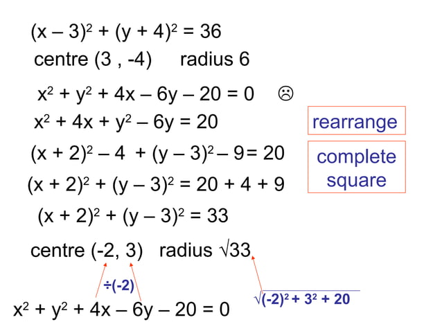 Circles getting centre and radius 13 | PPT